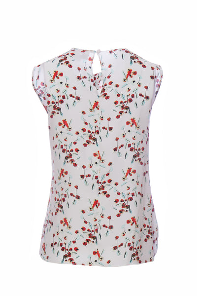 Charlotte Brody Sleeveless Ginger Blouse - Red Watercolor Floral